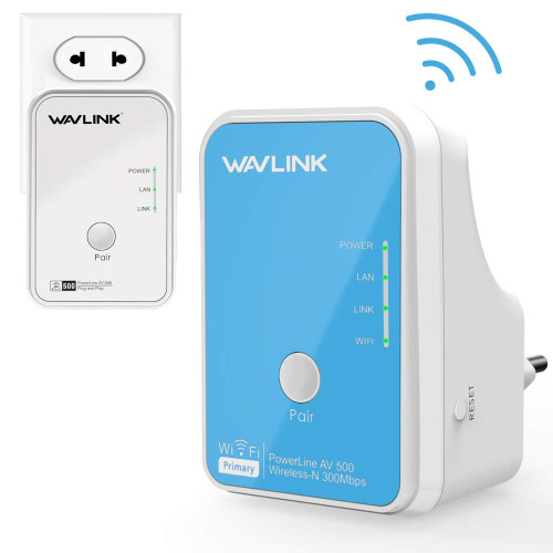 WAVLINK AV500 Powerlan Adapter 500MB/s Ethernet LAN met Wi-Fi 300MB/s